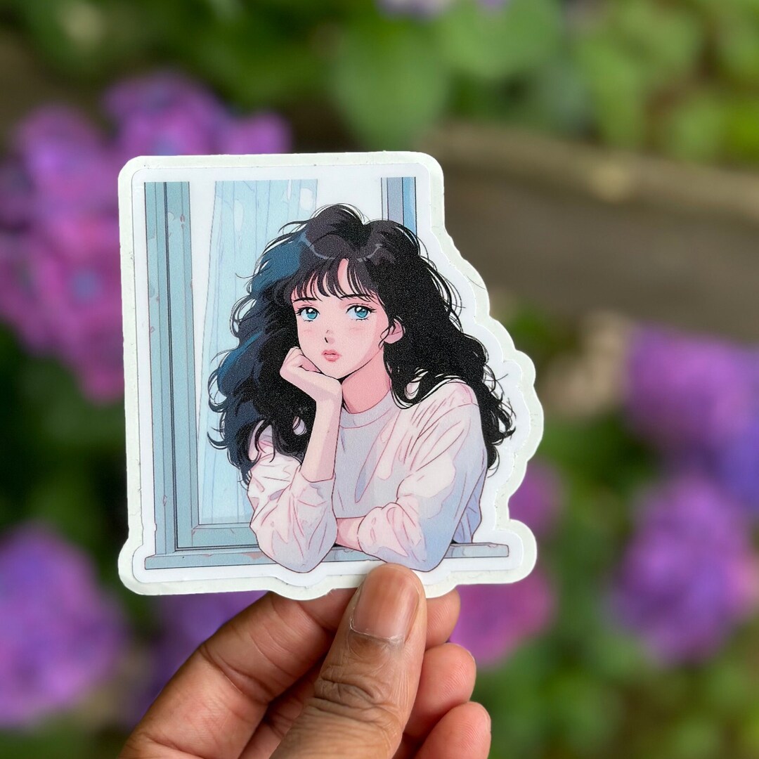 Rainy Day Girl Sticker Sad Girl Hours Water Resistant Sticker Lofi ...