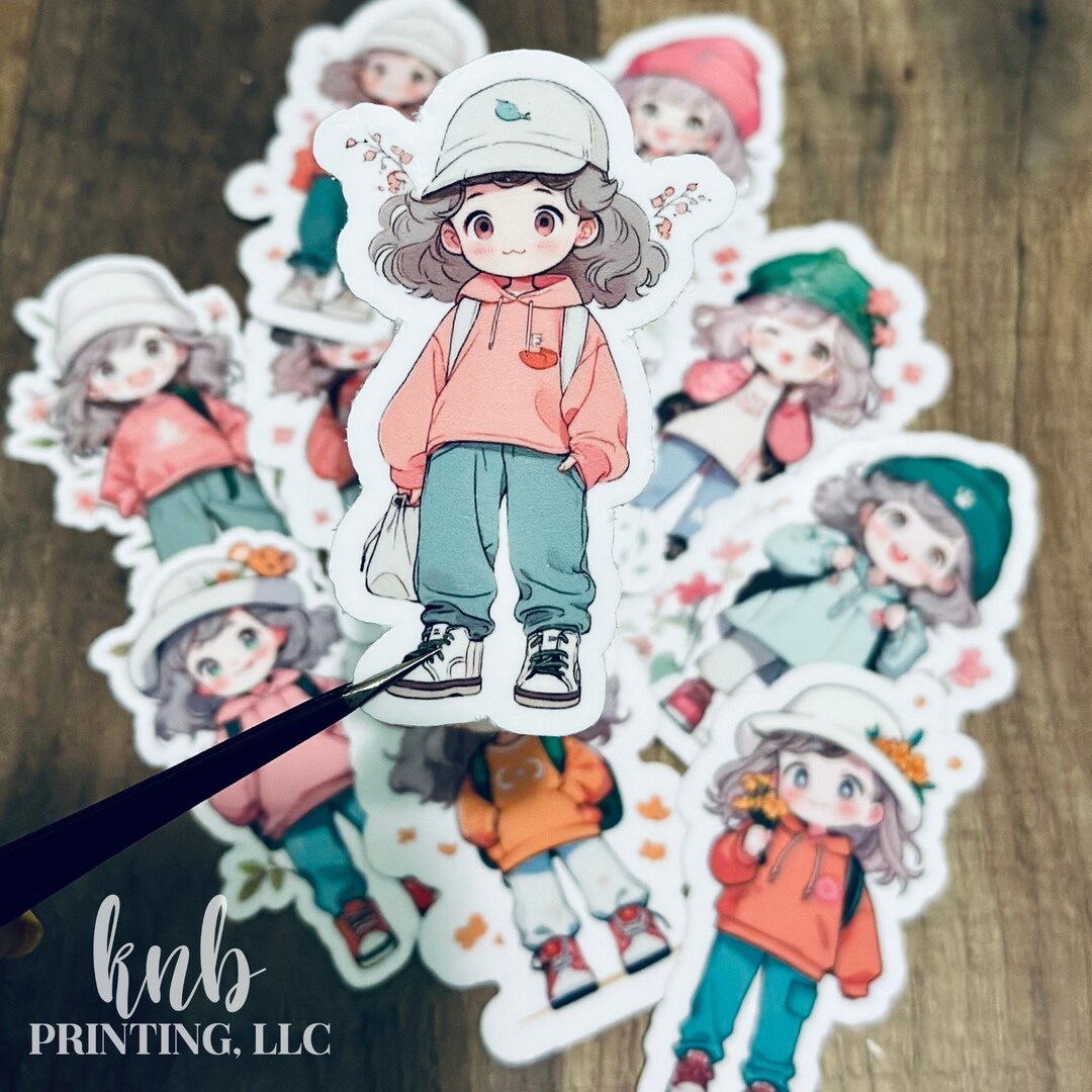 Kawaii Girl Sticker Watercolor Sticker Laptop Stickers Stationary ...