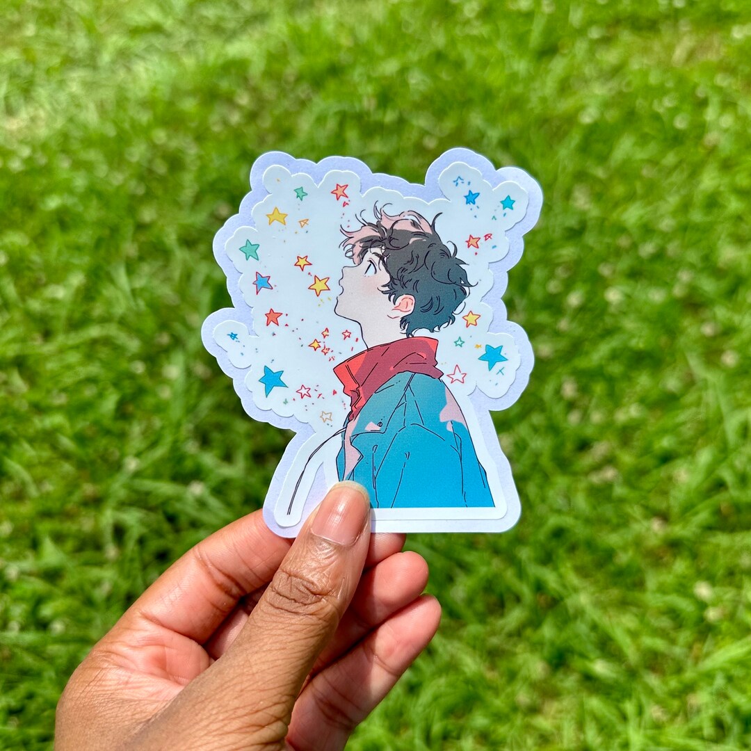 Stargazer Retro Anime Boy Whimsical Sticker 80's Anime Nostalgia ...