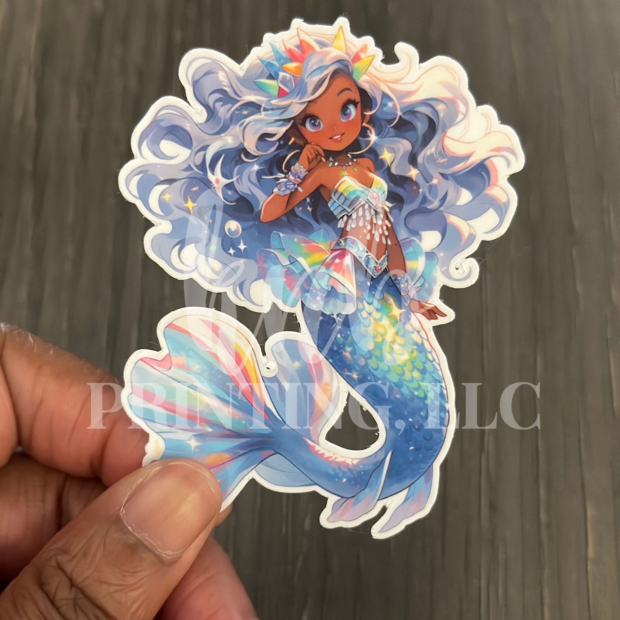 Beautiful Glam Mermaid Stickers 1 Waterproof Holographic Finish Black ...