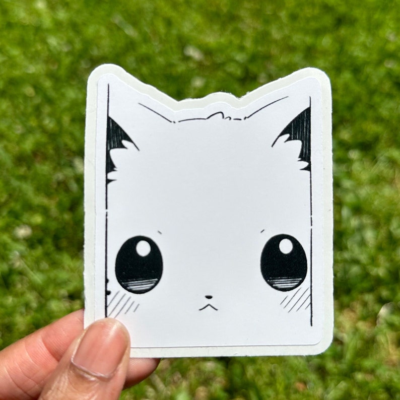 Peeking Cat Sticker Manga Sticker Black and White neko Stickers Cute ...