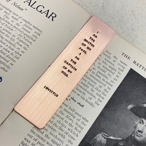 Invictus Quote on a Hand Stamped Copper Bookmark - I Am the Master of ...