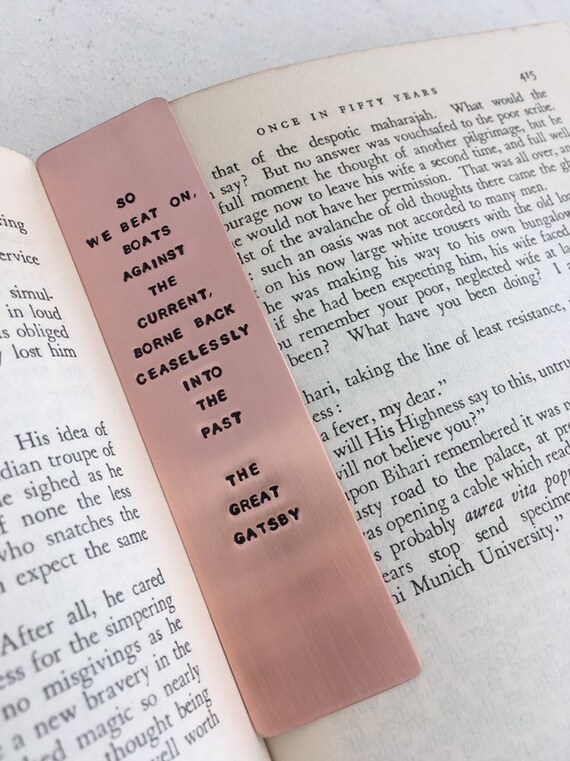The Great Gatsby Book Quote on a Copper Bookmark 'so We - Etsy UK