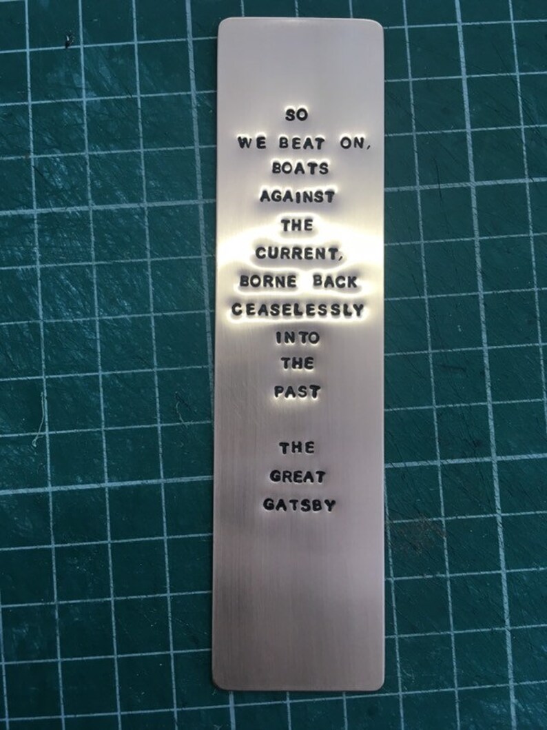 The Great Gatsby Book Quote on a Copper Bookmark - 'so We Beat On ...