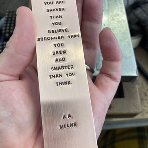 Hand Stamped Copper Bookmark: A.A. Milne Quote - Etsy UK