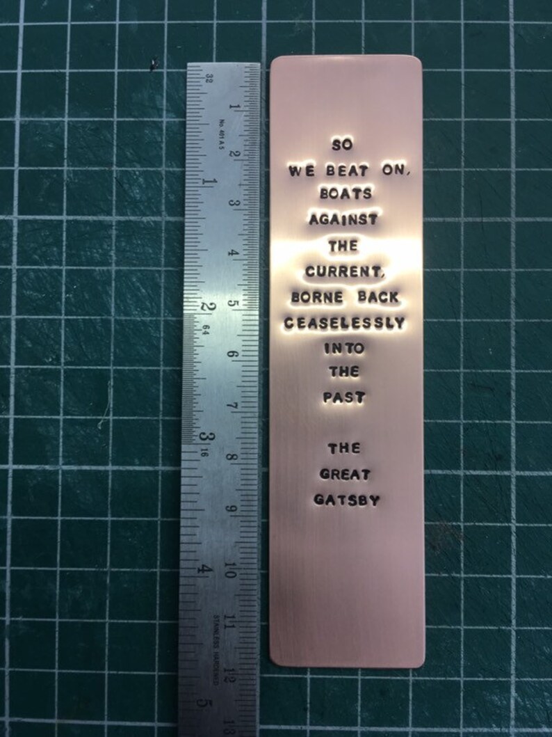 The Great Gatsby Book Quote on a Copper Bookmark - 'so We Beat On ...