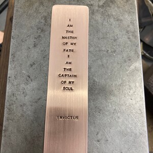 Invictus Quote on a Hand Stamped Copper Bookmark - I Am the Master of ...
