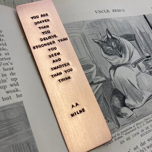 Hand Stamped Copper Bookmark: A.A. Milne Quote - Etsy UK