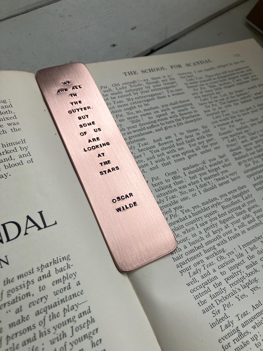 Hand Struck Copper Bookmark: Oscar Wilde Quote - Etsy UK