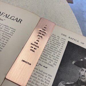 Invictus Quote on a Hand Stamped Copper Bookmark - I Am the Master of ...