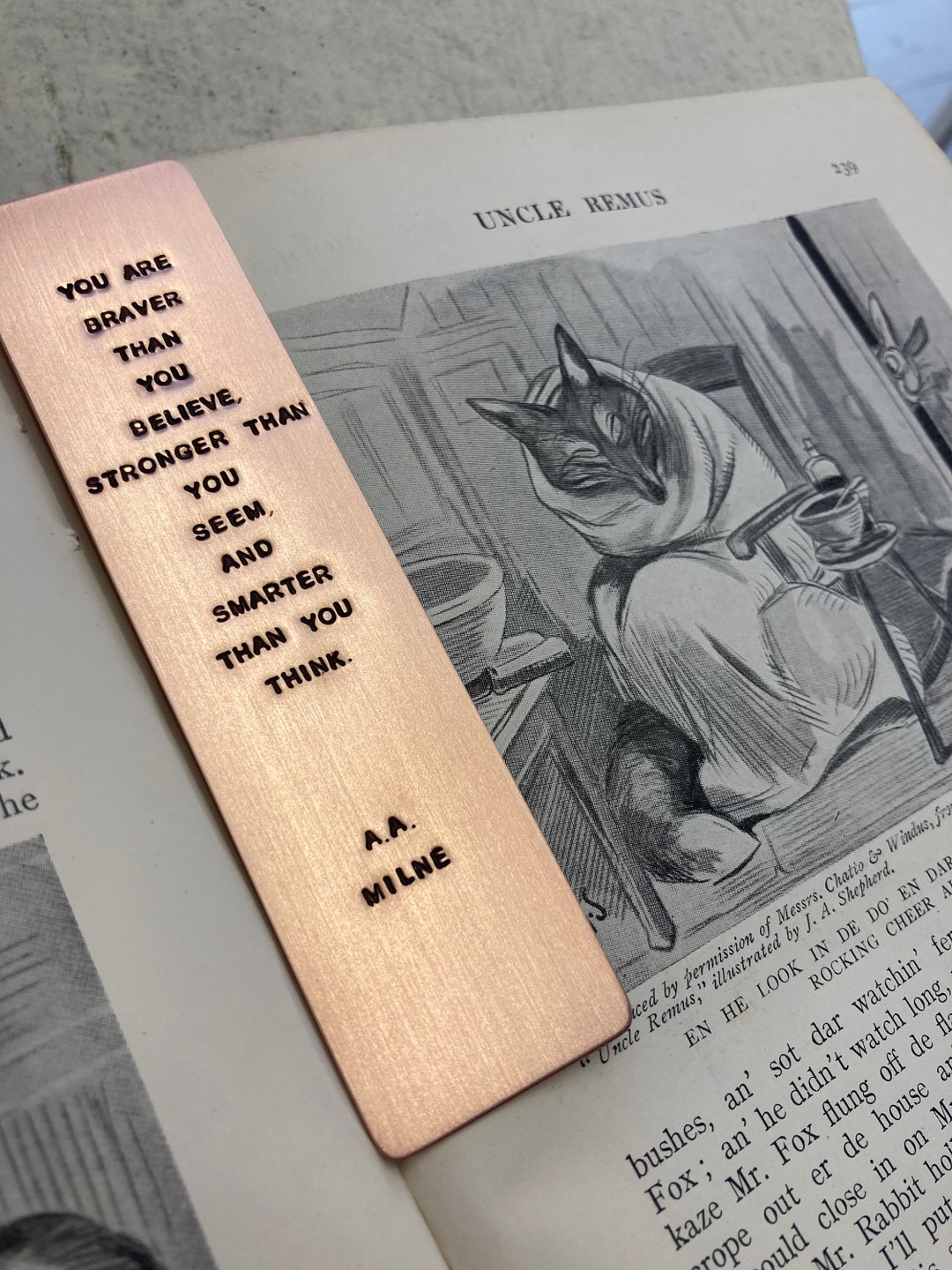Hand Stamped Copper Bookmark: A.A. Milne Quote - Etsy UK