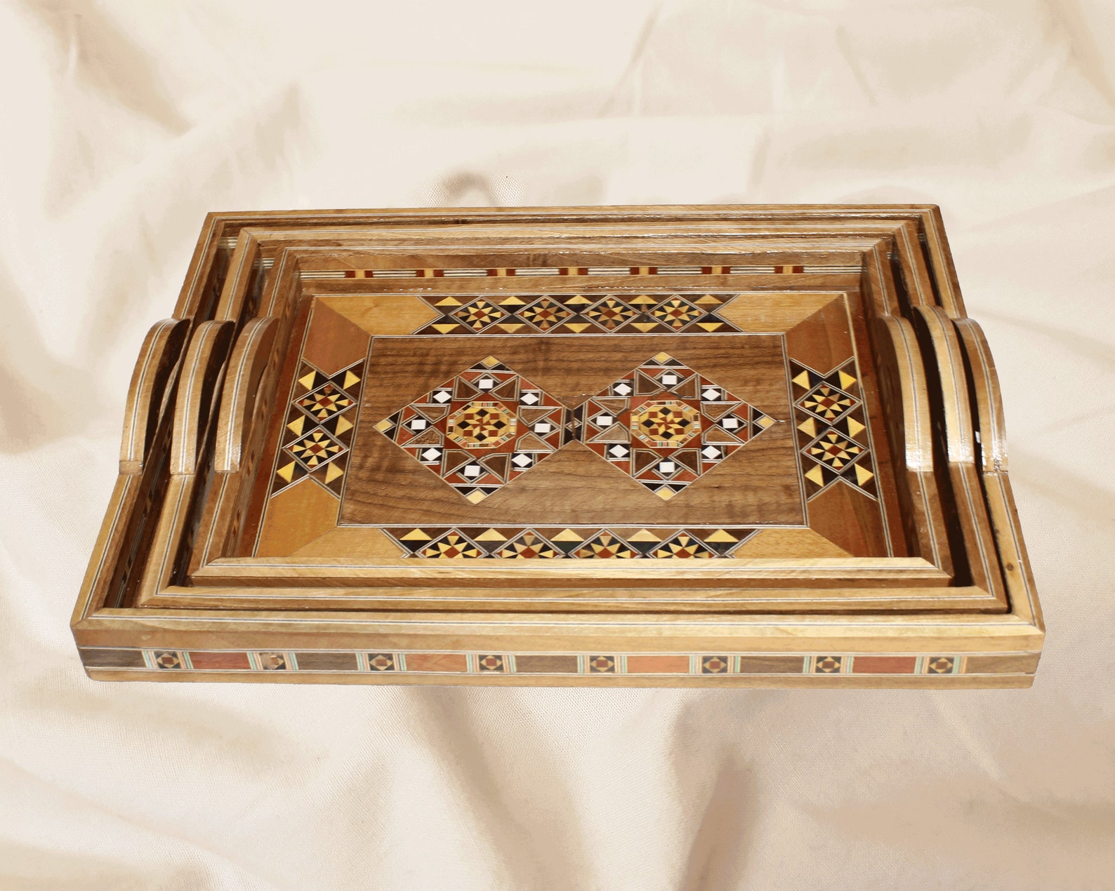 Rectangular Tray Vintage Wood and Shell Inlayhandmade Square - Etsy