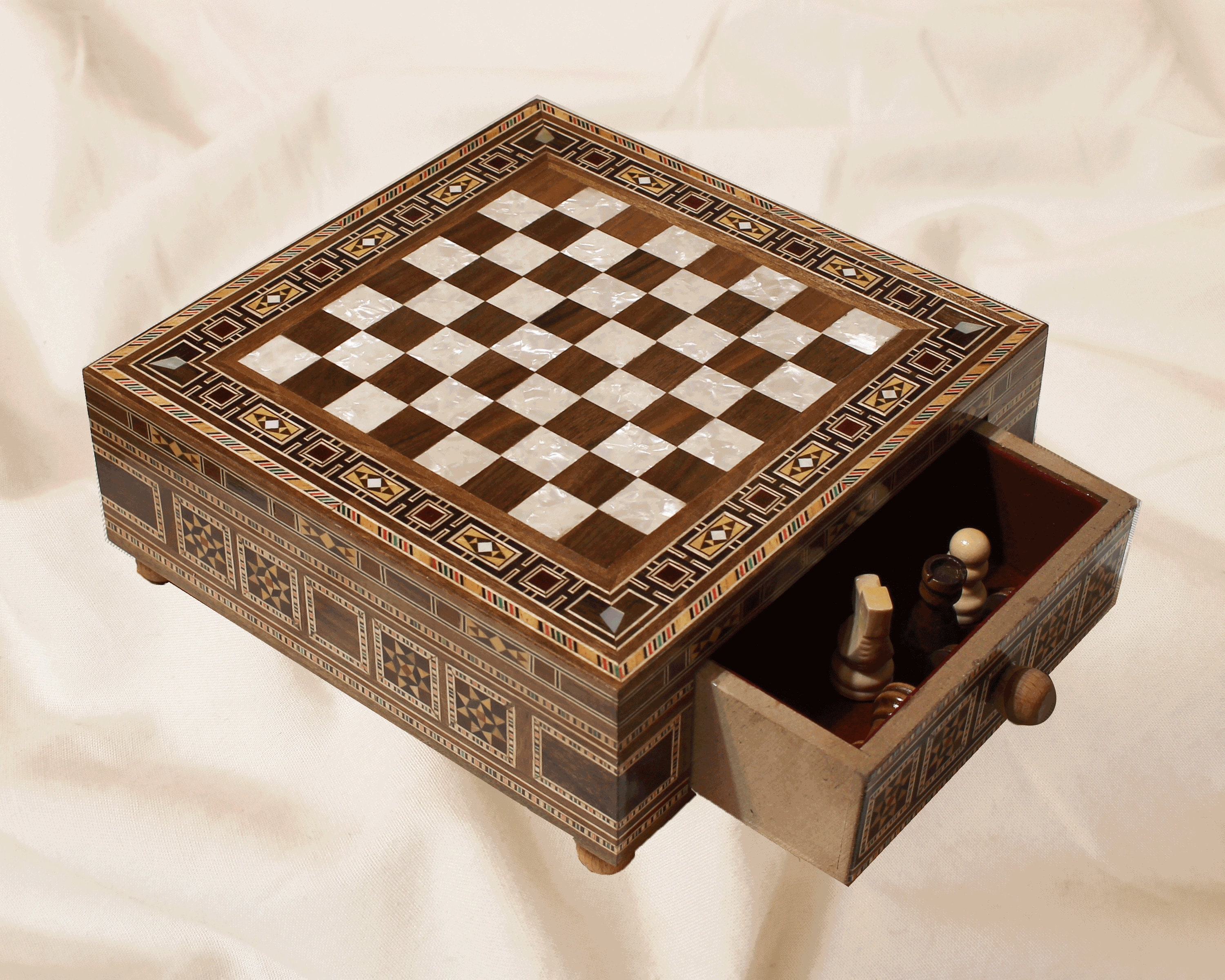 9" Chess Set, Included (HQ Wooden Chess Board With Storage Two Sliding ...