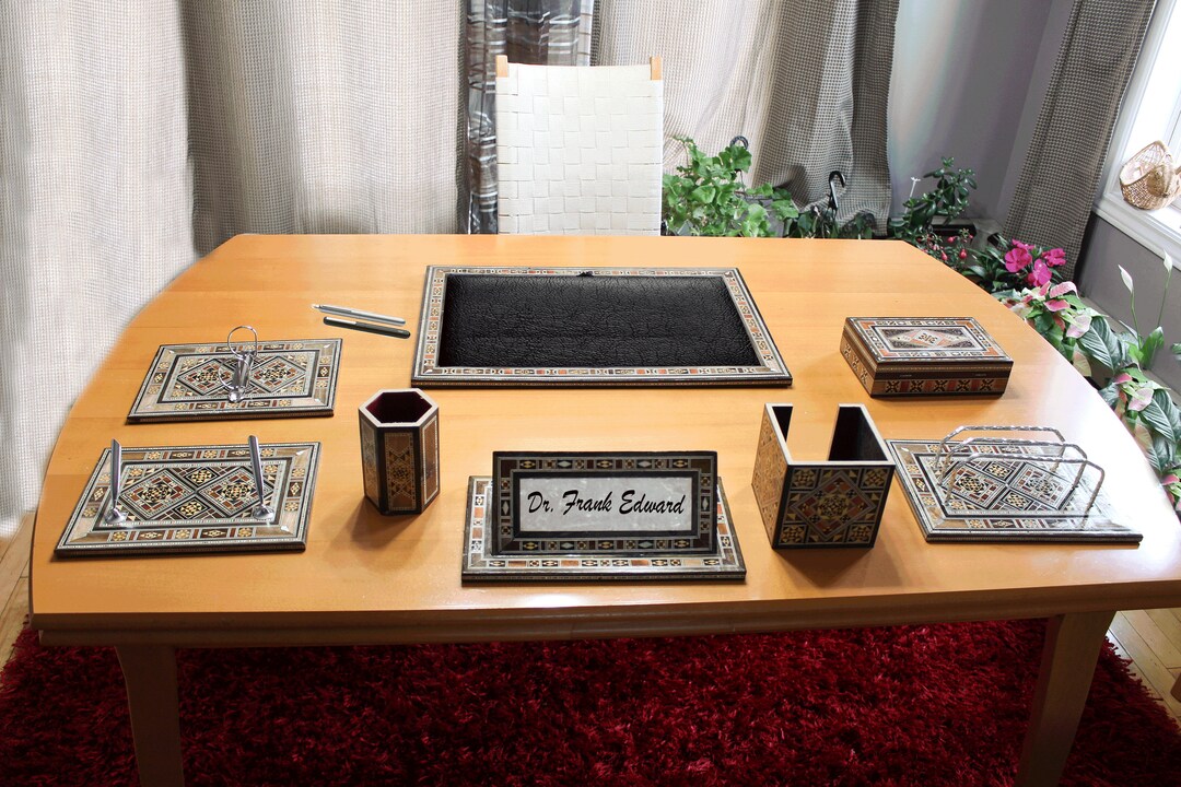 Full Set Office Desk Accessories, Pen Holder, Paper Holder, Desk Name ...