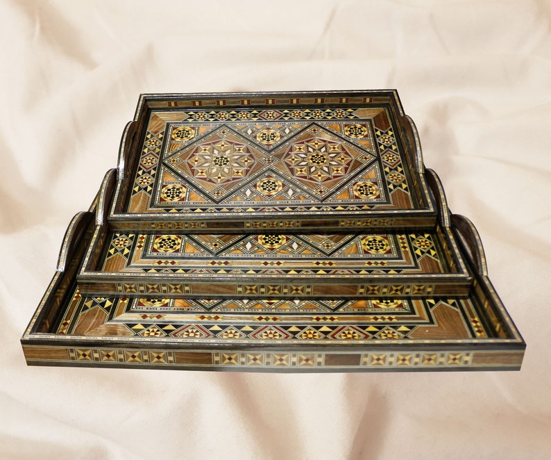 Rectangular Tray Vintage Wood and Shell Inlayhandmade Square - Etsy