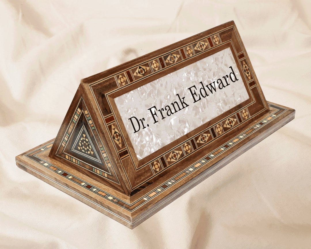 Double Sided Desk Name Plate, Office Desk Accessories, Name Plate ...