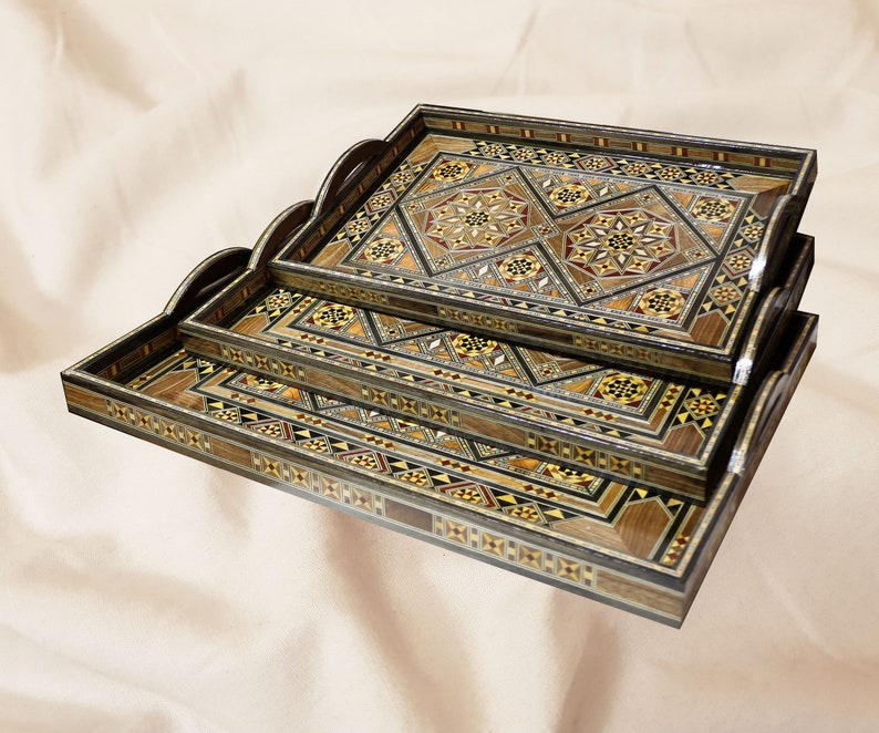 Rectangular Tray Vintage Wood and Shell Inlayhandmade Square - Etsy