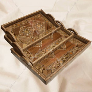 Rectangular Tray Vintage Wood and Shell Inlayhandmade Square - Etsy