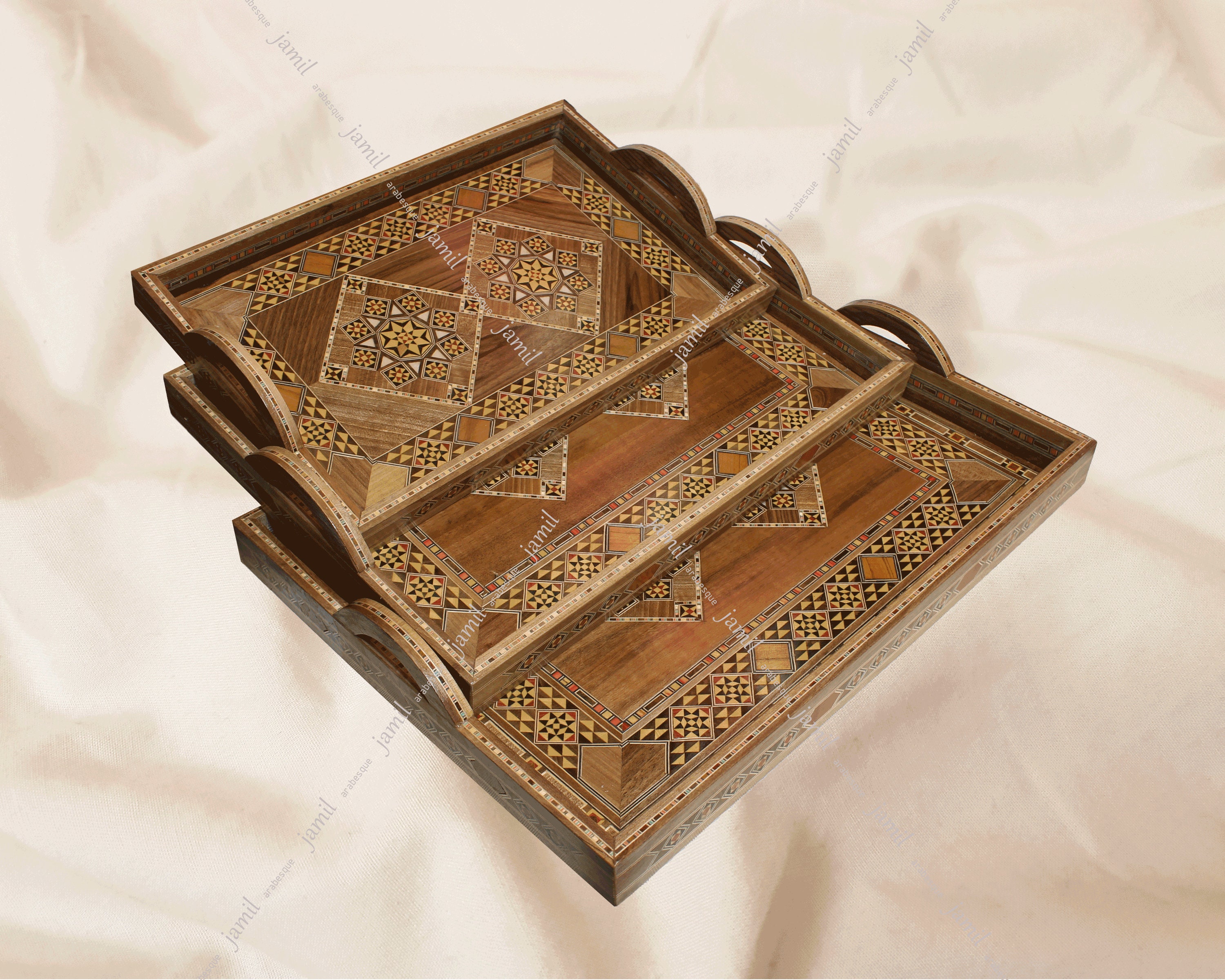 Rectangular Tray Vintage Wood and Shell Inlayhandmade Square - Etsy