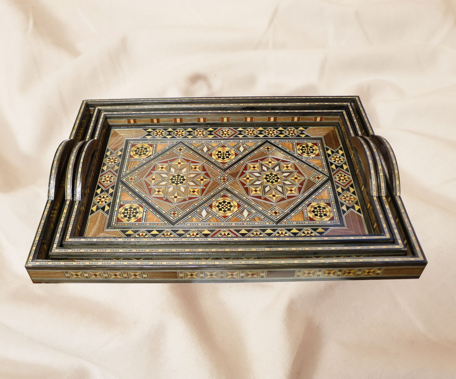 Rectangular Tray Vintage Wood and Shell Inlayhandmade Square - Etsy