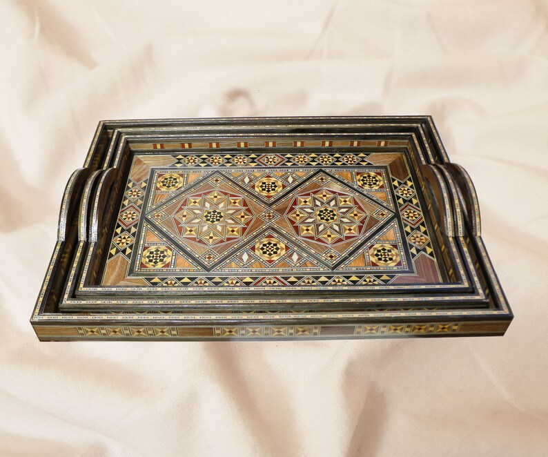 Rectangular Tray Vintage Wood and Shell Inlayhandmade Square - Etsy