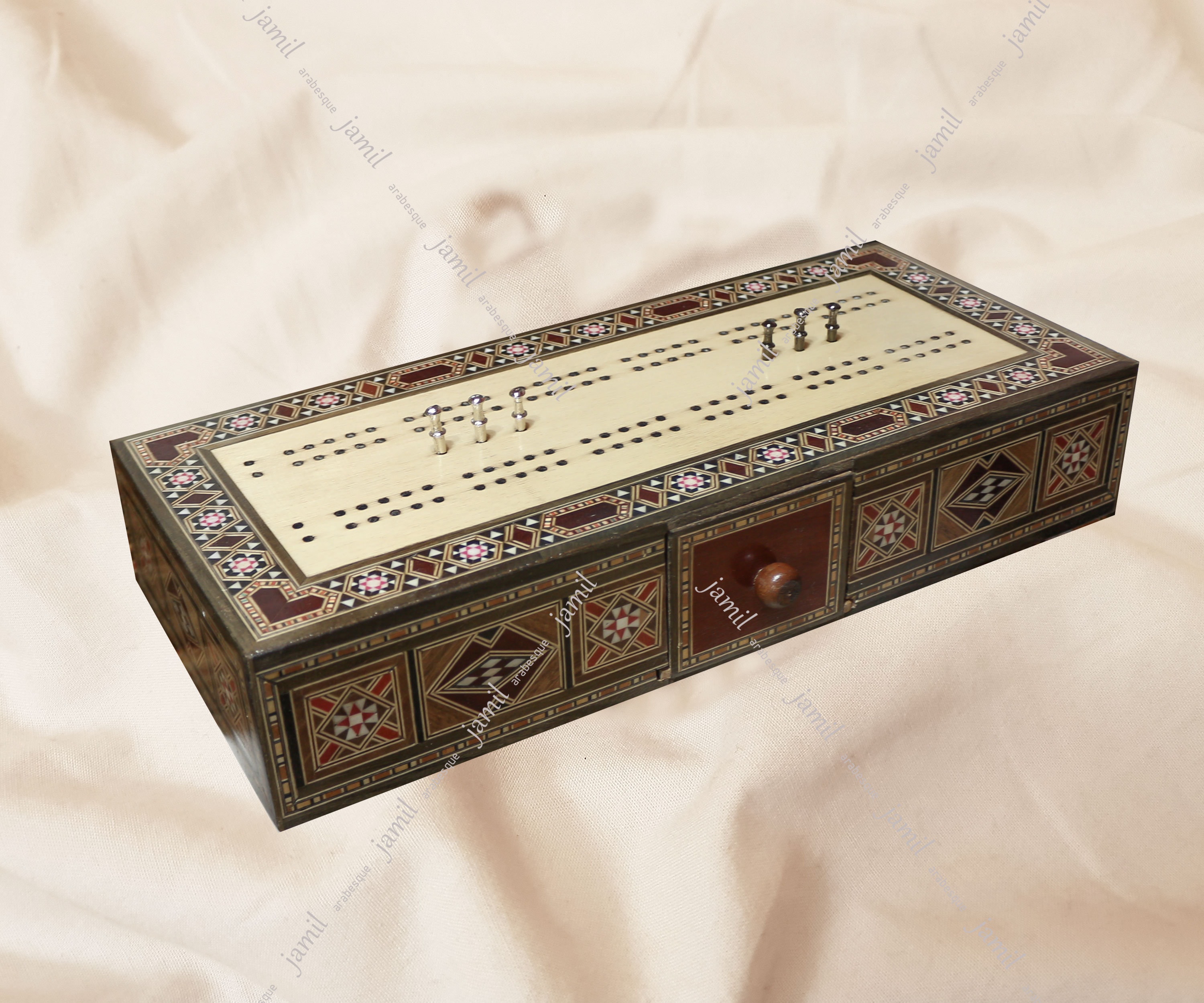 HQ Two Player Cribbage Board Set, Cribbage Board / Box Inlaid, Include ...