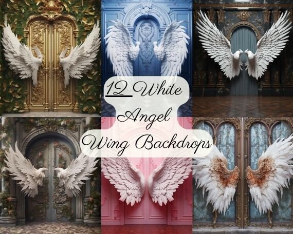12 X Digital Backdrop Overlays White Angel Wings Digital - Etsy