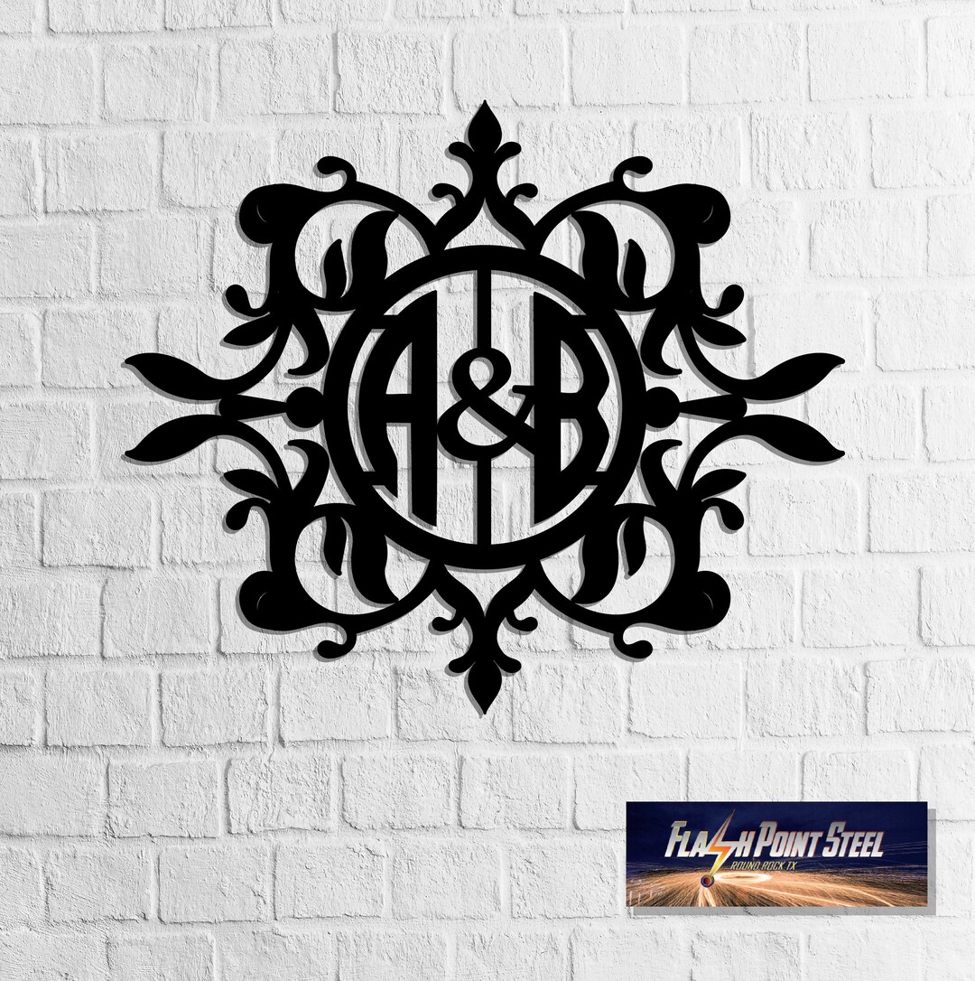 Monogram Metal Sign, Ornament Sign, Custom Metal Wall Art, Personalized ...