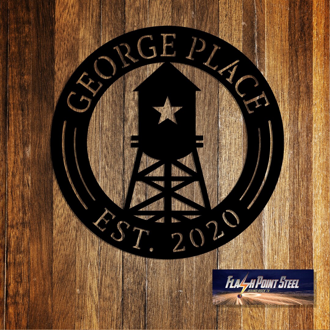 Family Sign, Water Tower, City Metal Sign, Gate Sign, Personalized ...