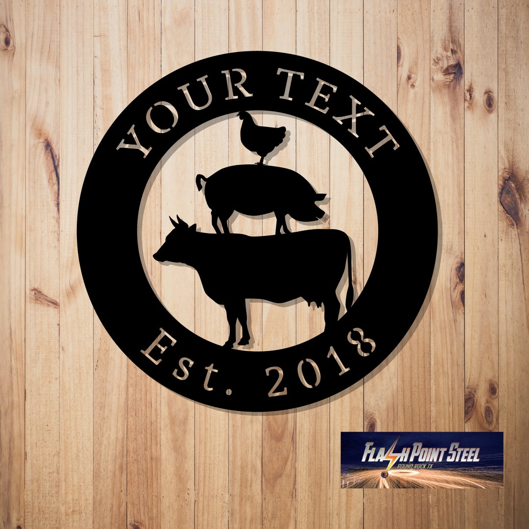 Custom Sign for Farm House Table Metal Wall Art, Personalize Ranch Home ...