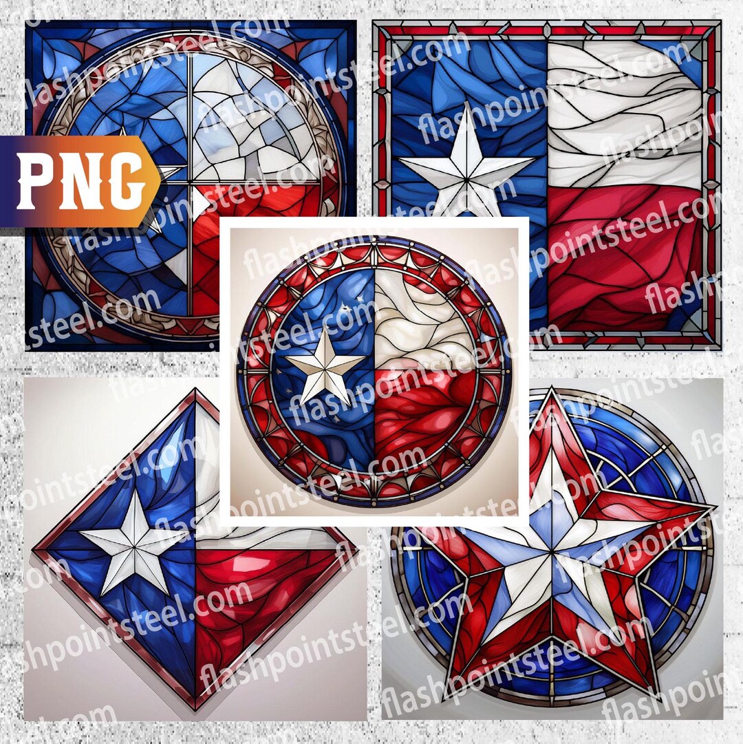 Texas Flag Bundle Stained Glass, DIGITAL File Only, PGN, 5 Square ...