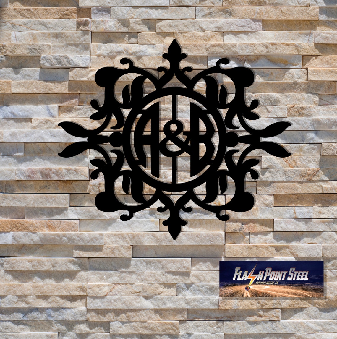 Monogram Metal Sign Ornament Sign Custom Metal Wall Art | Etsy