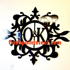 Monogram Metal Sign, Ornament Sign, Custom Metal Wall Art, Personalized ...