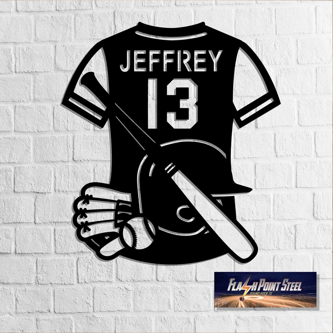 Custom Baseball Sign Number Metal Wall Art Personalized | Etsy