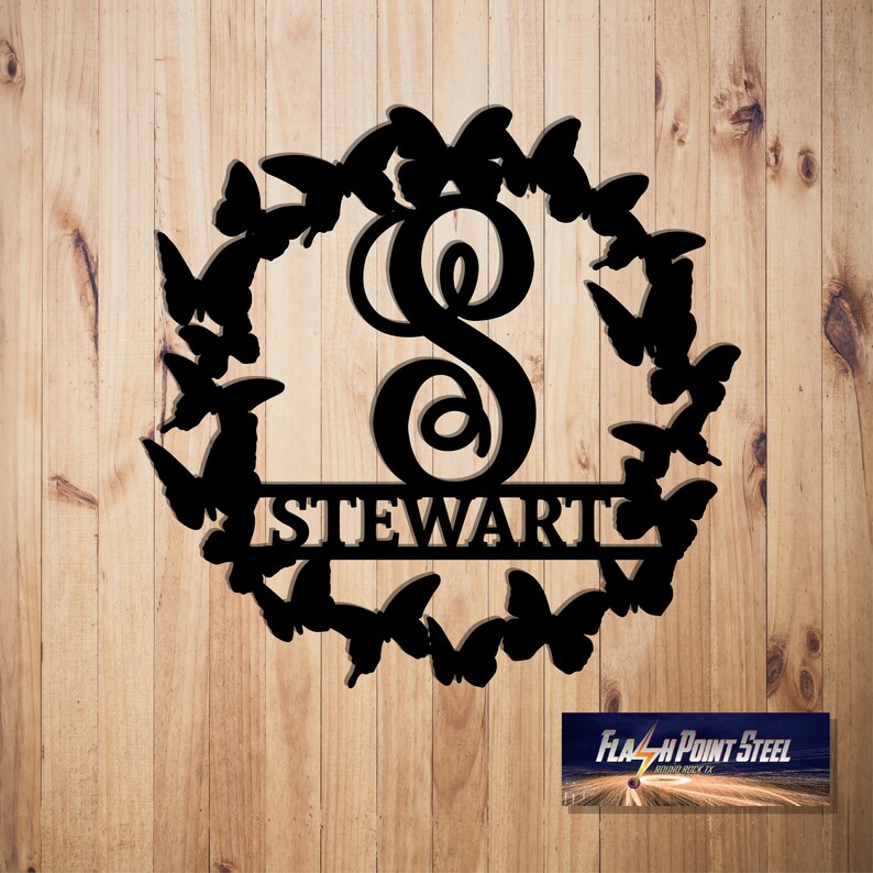 Butterfly sign Monogram sign Custom garden sign entrance | Etsy