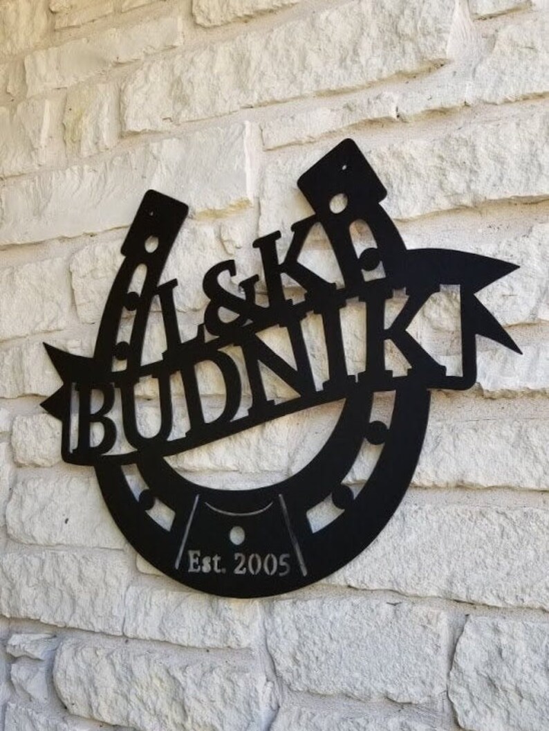 Personalized Horseshoe Sign Family Metal Sign Ranch Sign - Etsy