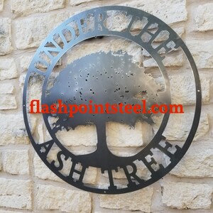 Personalized Sign, Oak Tree Sign, Family Name Sign, Steel Sign, Wreath ...