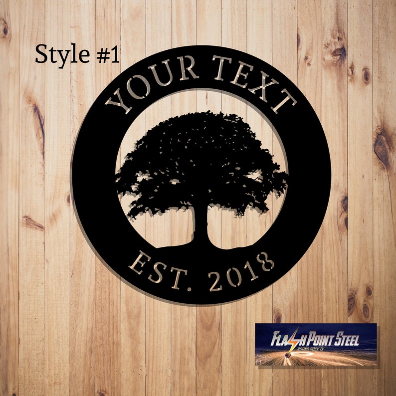 Personalized Sign Oak Tree Sign Family Name Sign Steel | Etsy