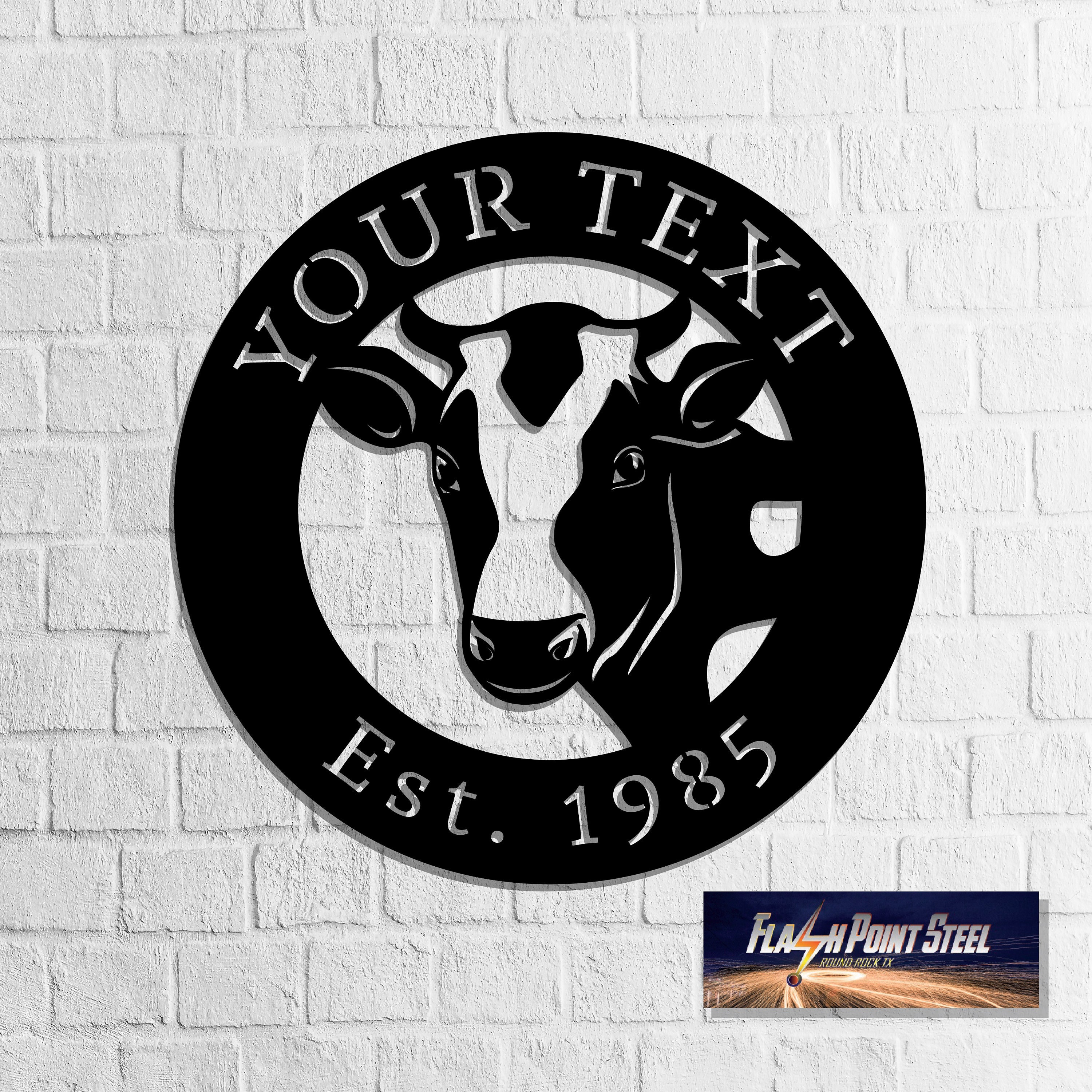 Personalized Cow Farm Sign Farmhouse Established Family Name - Etsy