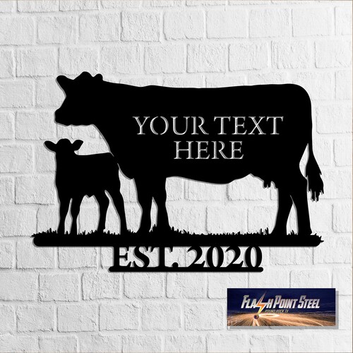 Cattle Metal Sign Custom Metal Cow and Calf Sign Personalized - Etsy