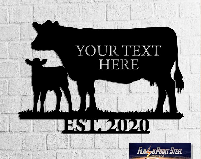 Cattle Metal Sign, Custom Cow/calf, Farmer Sign, Personalized ...