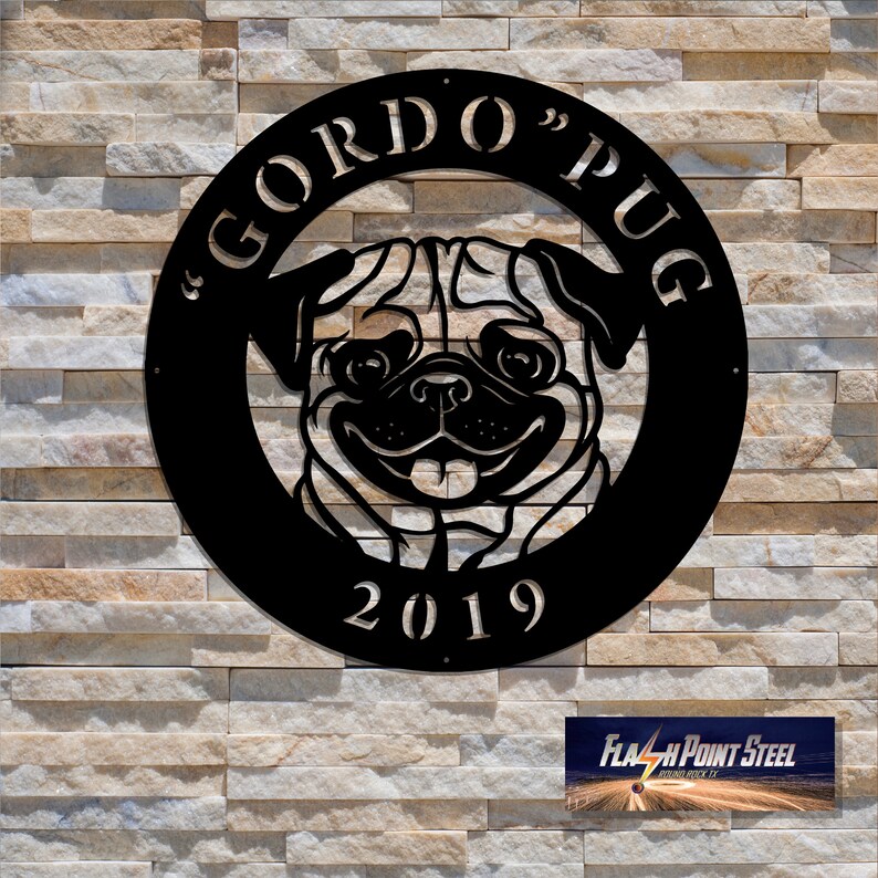 Pug dog sign dog house Family dog entrance sign wall | Etsy