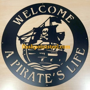 Pirate Ship Sign, Metal Art, Personalized Sign, Wall Art, Vintage Ship ...