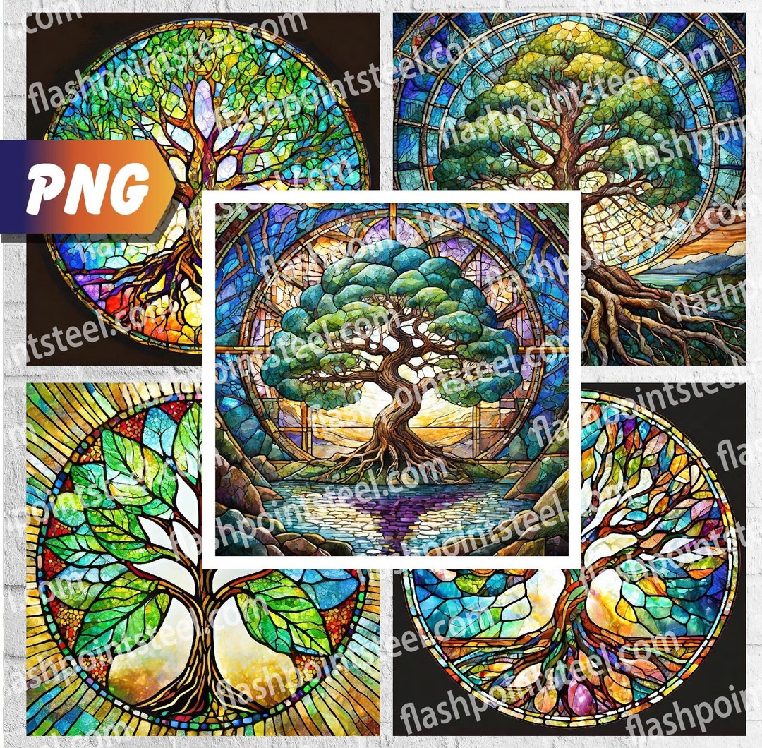Tree of Life Stained Glass, DIGITAL File Only, PGN, 5 Square ...