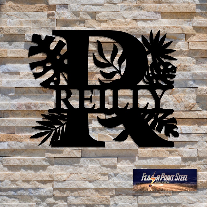 Palm Leaf Monogram Sign Family Sign Personalized | Etsy