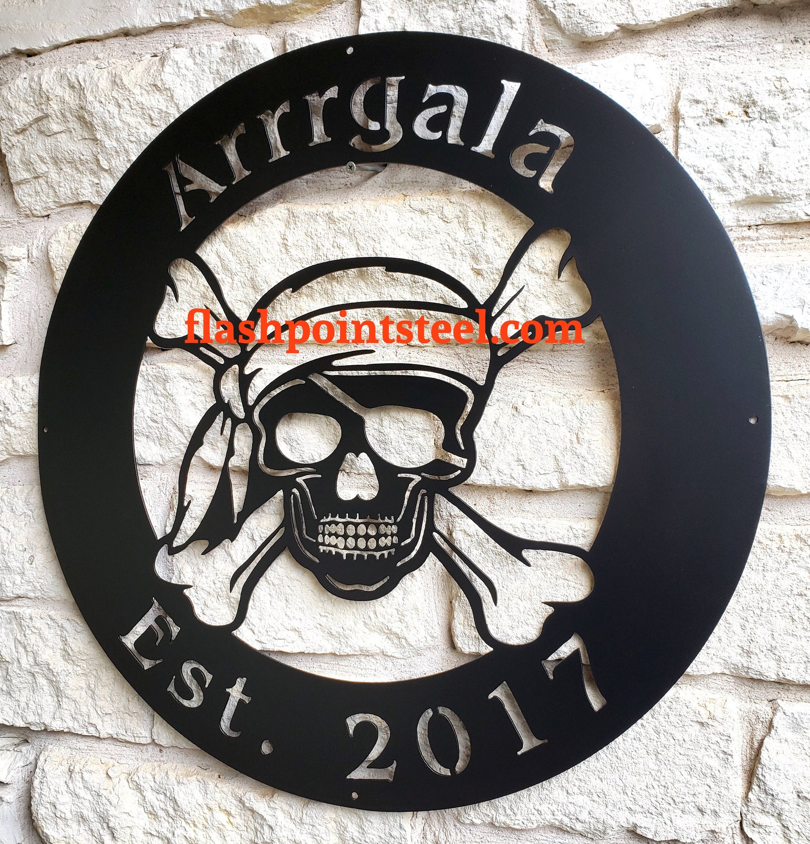 Pirate Skull Sign Crossbones Custom Name Steel Art Skull | Etsy