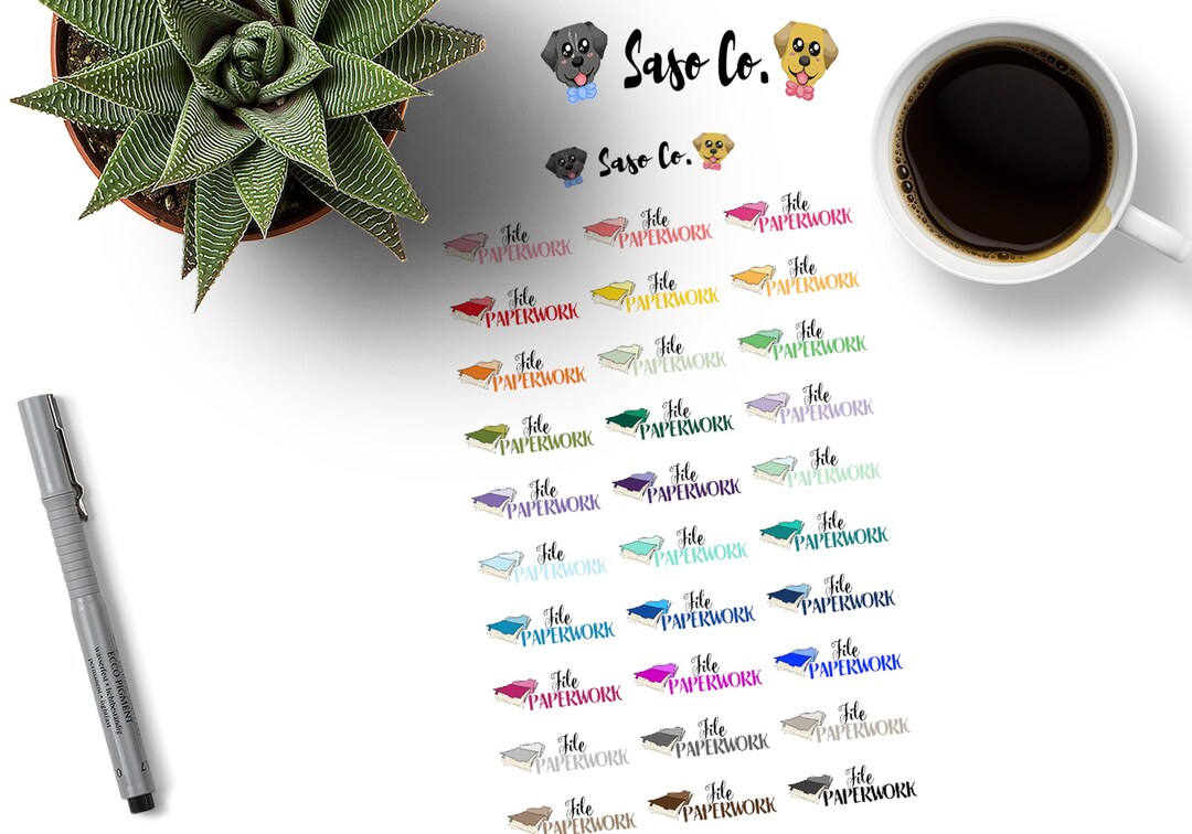 Multicolored File Paperwork Planner Stickers - Etsy