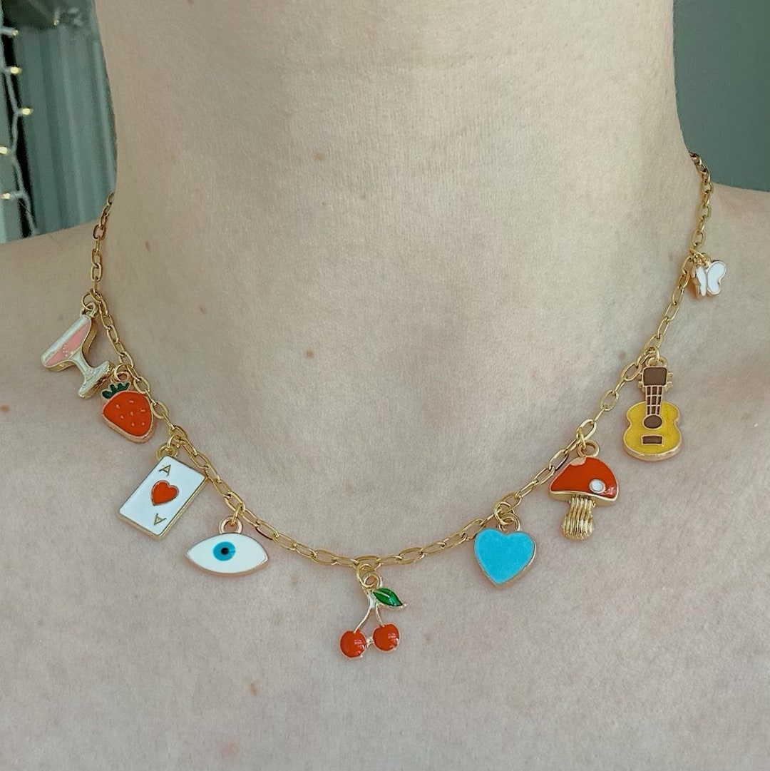 Custom Gold Charm Necklace, Non Tarnish Waterproof Paperclip Charm ...