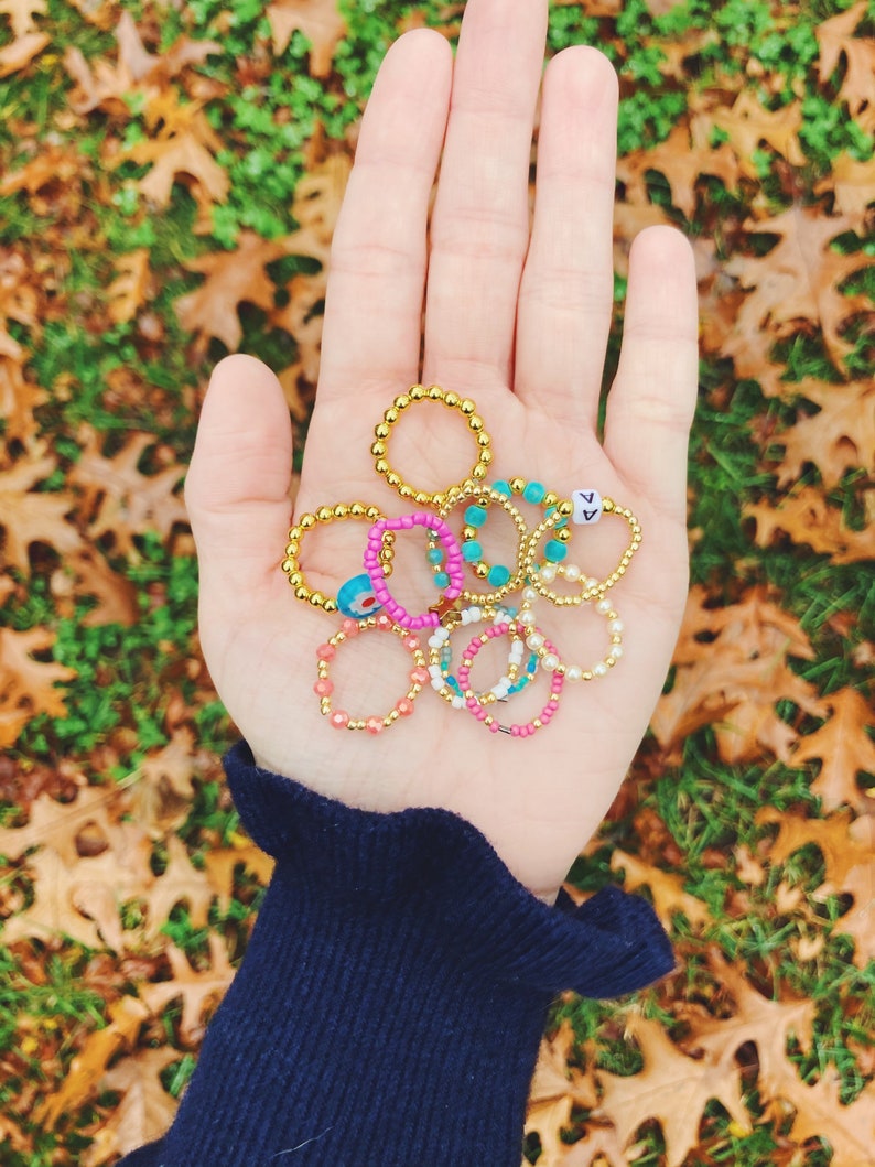 Seed Bead Rings Stackable Bead Rings Beaded Rings Statement | Etsy