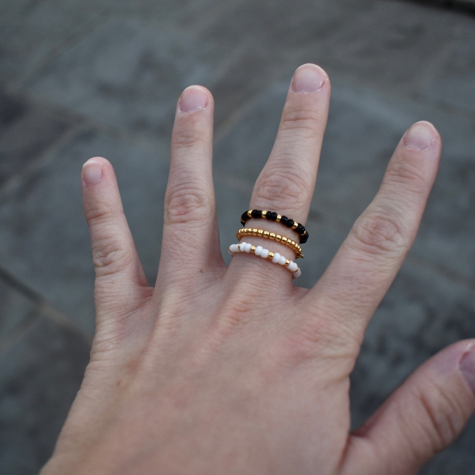 Custom Set of 3 Beaded Rings, Stackable Rings, Colorful Seed Bead Rings ...